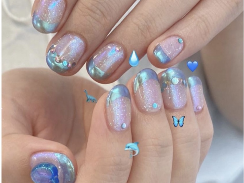 ブルーミラーフレンチネイル | 恵比寿のネイルサロン【Jemiy nail】